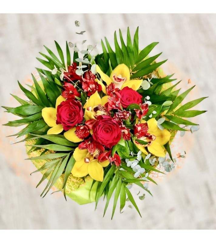 Bouquet Rouge et Jaune à 45,00 € | Any Fleurs