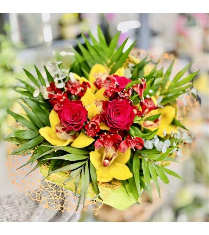 Bouquet Rouge et Jaune à 45,00 € | Any Fleurs